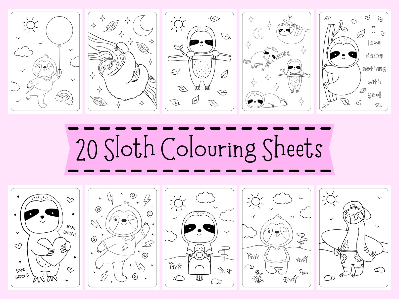 Sloth Colouring Sheets for Children - Sloth Coloring Pages for Kids ...