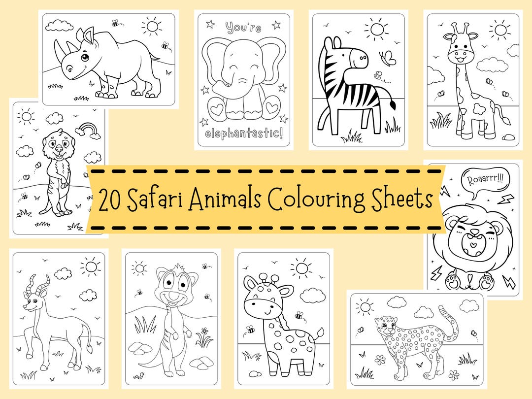 Safari Animals Colouring Sheets for Children - African Animals Coloring ...