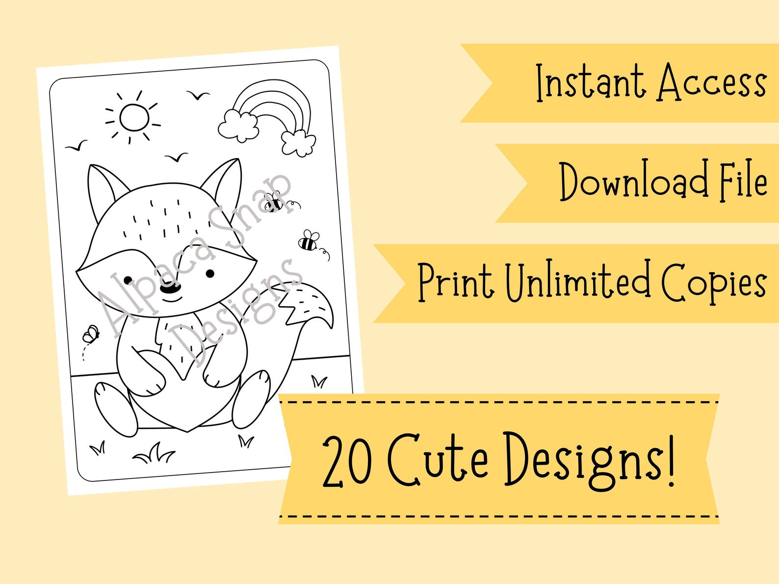 Fox Colouring Sheets for Children - Fox Colouring Pages for Kids - Cute ...