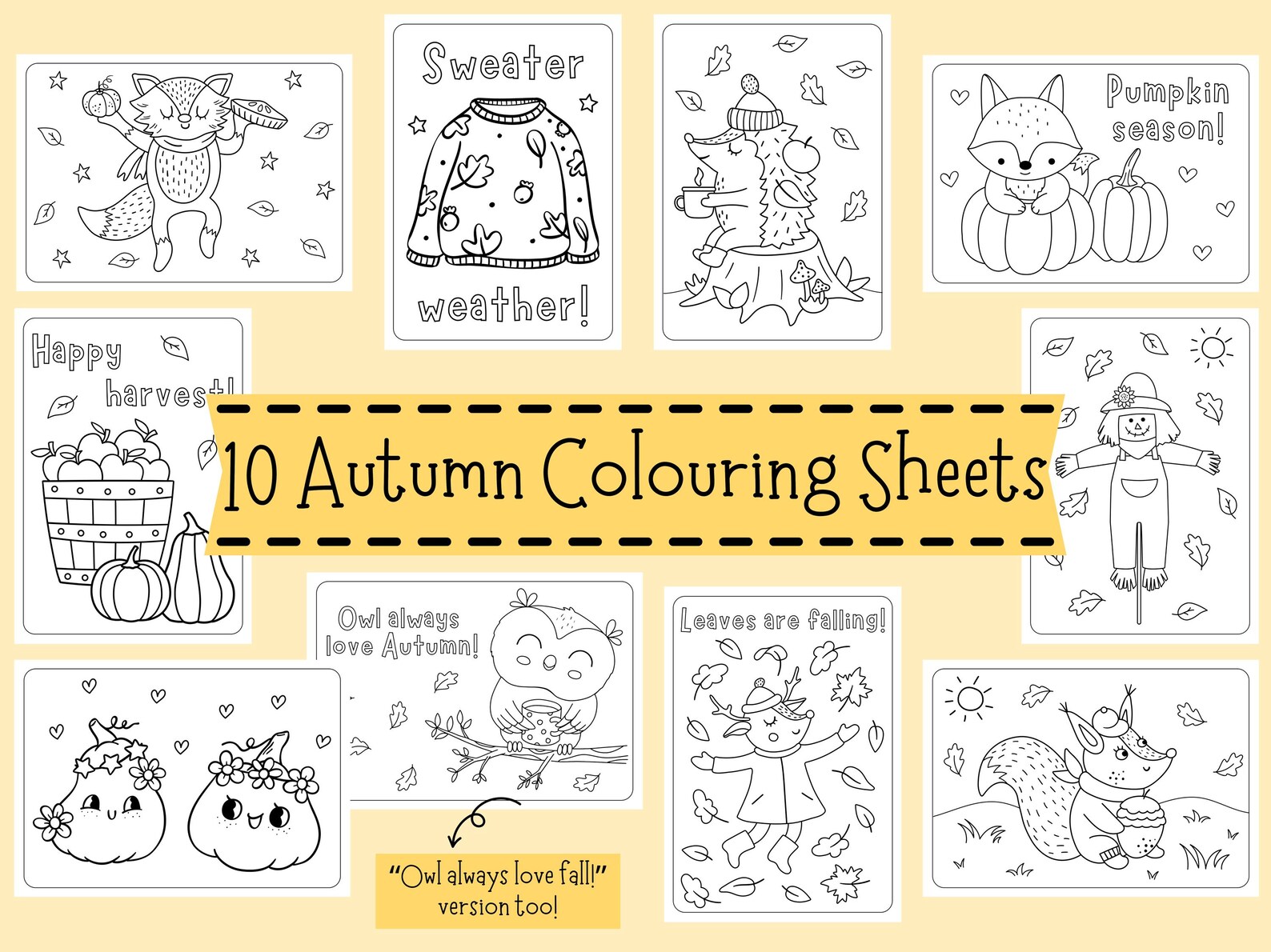 Autumn Colouring Sheets for Children - Autumn Coloring Pages for Kids ...
