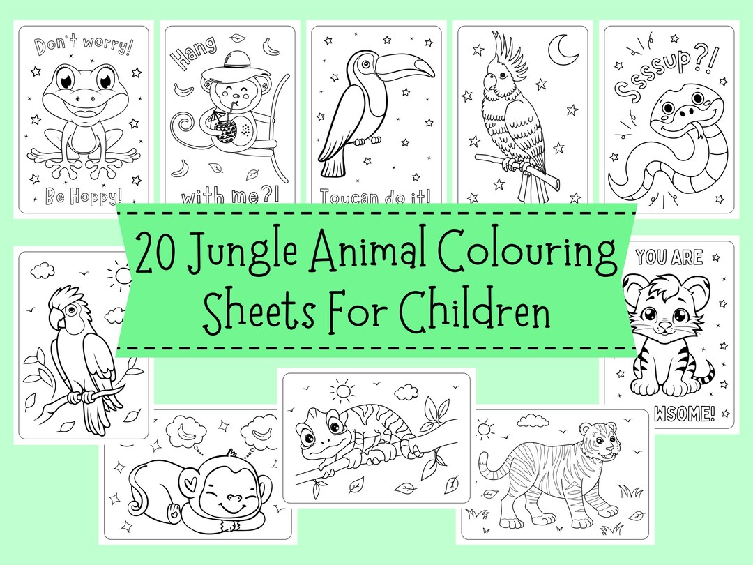 Jungle Animals Colouring Sheets for Children Jungle Animals Coloring ...