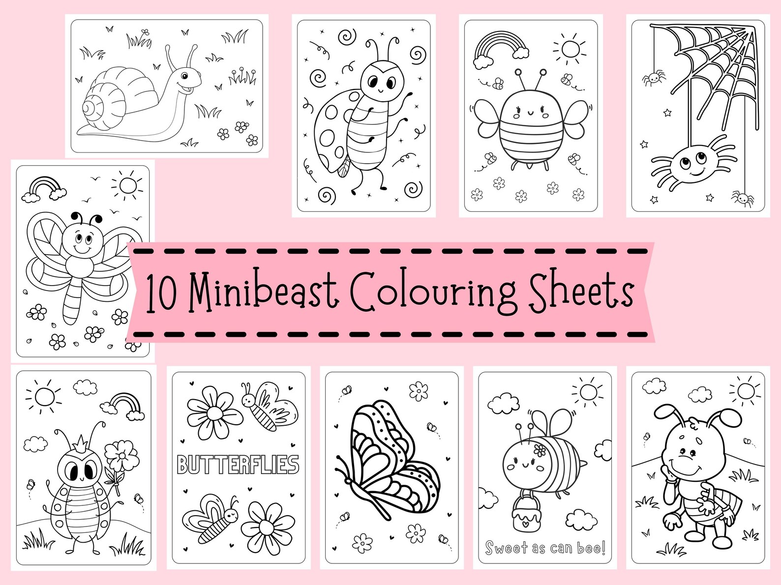 Minibeast Colouring Sheets - Minibeast Colouring for Children - Insect ...
