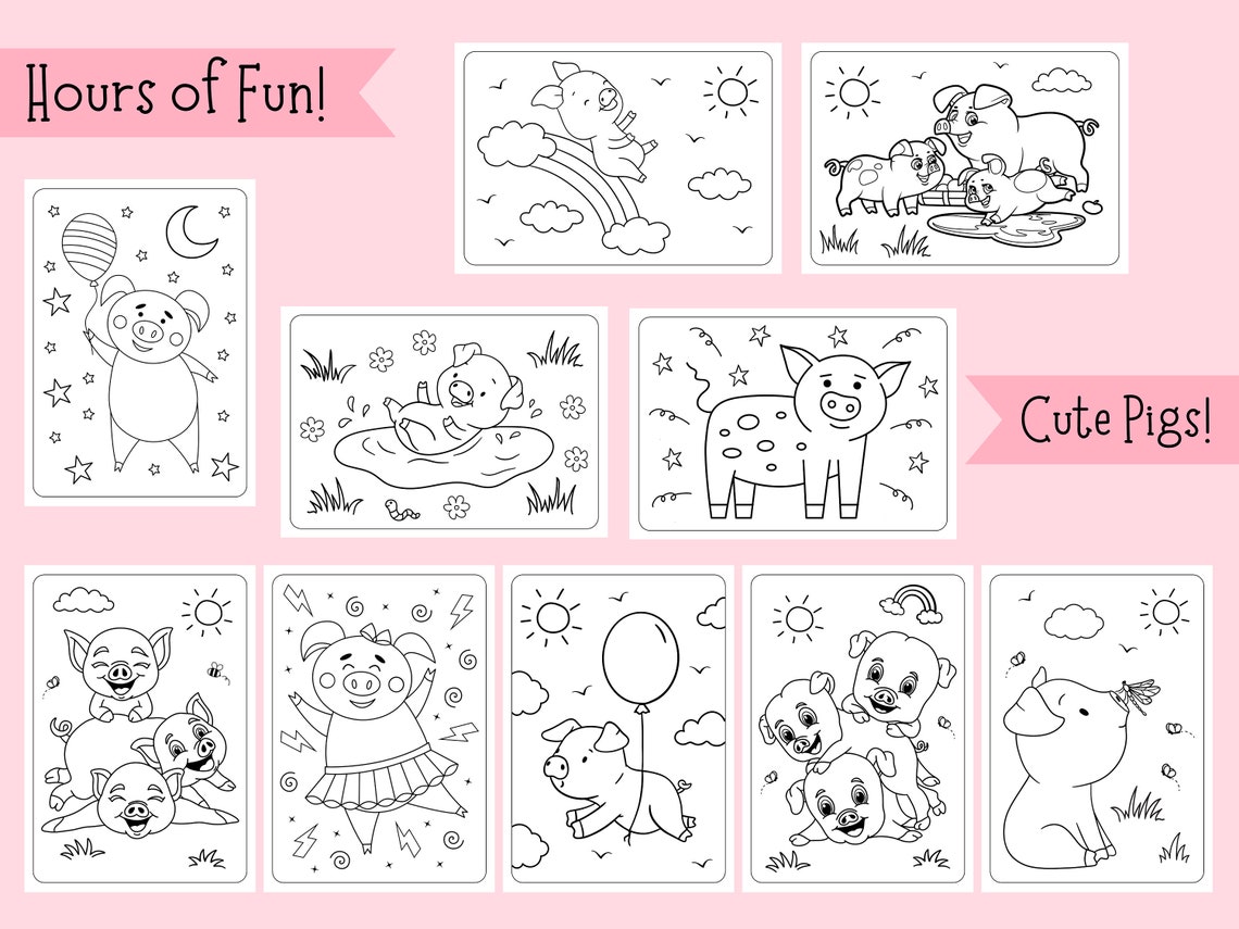 Pig Colouring Sheets for Children Pig Coloring Pages for Kids Cute Pig ...