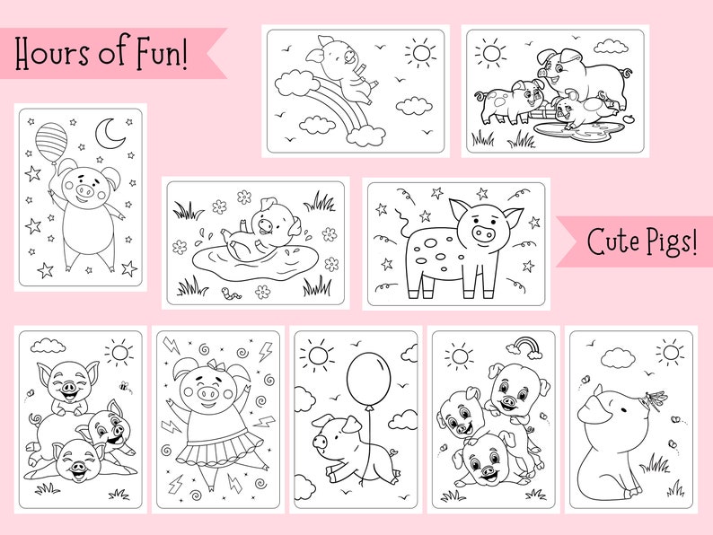 Pig Colouring Sheets for Children Pig Coloring Pages for Kids Cute Pig ...