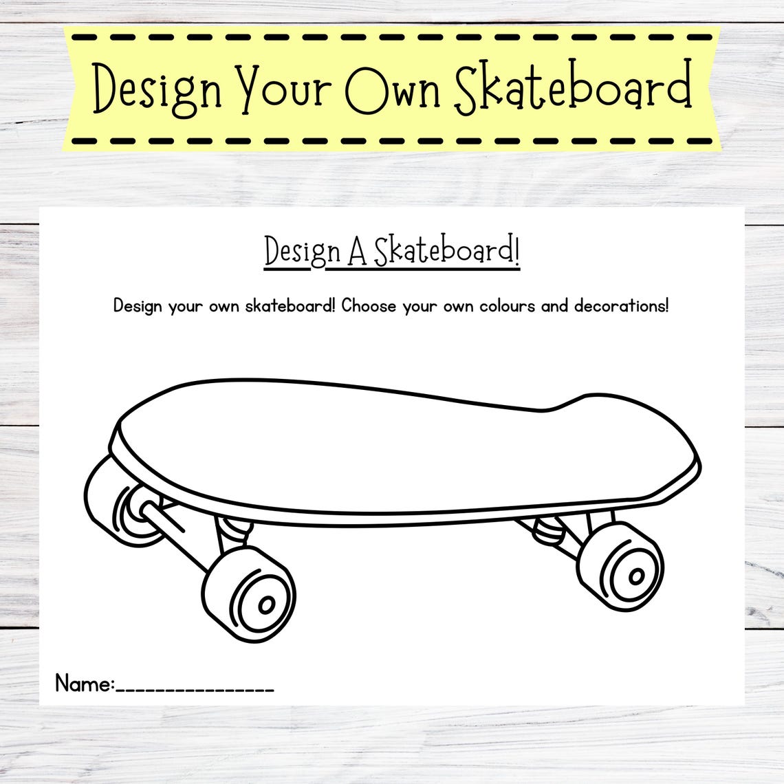 Design Your Own Skateboard Printable: Kids' Craft Activity (PDF ...