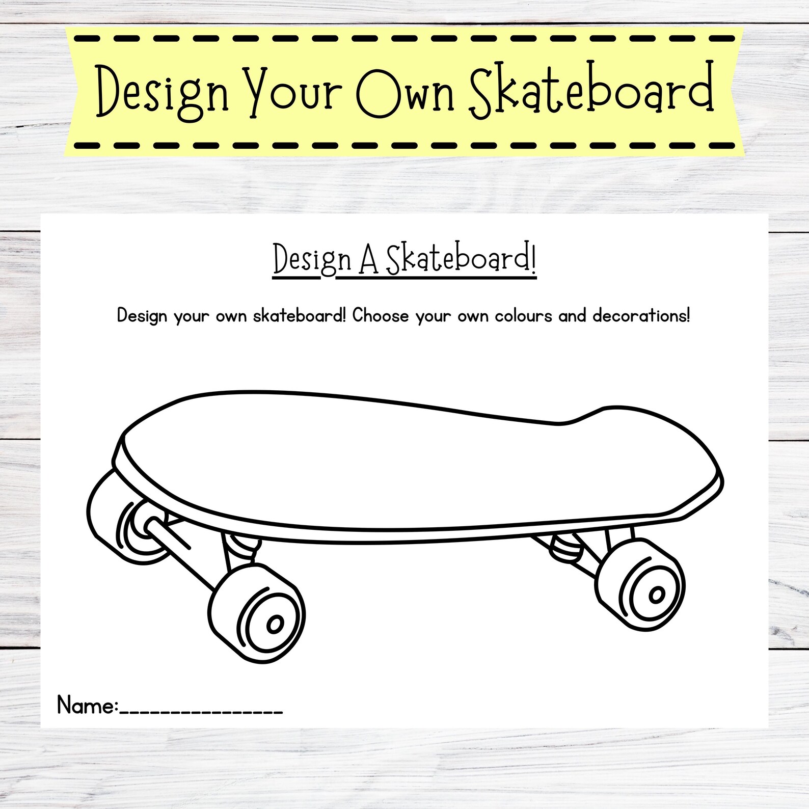 Design Your Own Skateboard Printable: Kids' Craft Activity (PDF ...