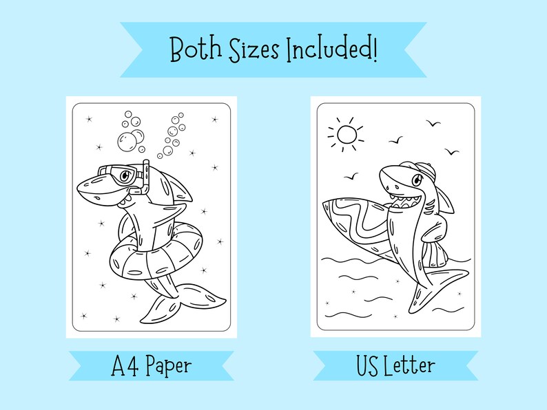 Shark Colouring Sheets for Children Shark Coloring Pages for Kids Fun ...