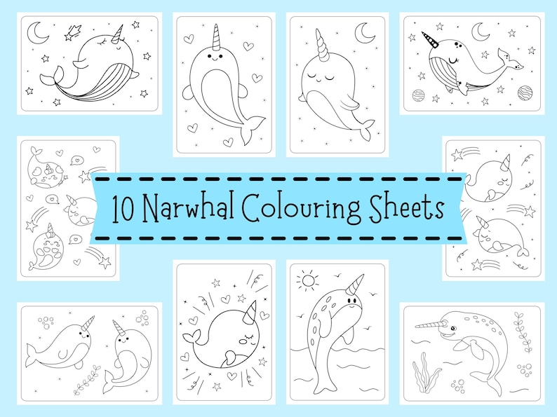 Narwhal Colouring Sheets for Children - Narwhal Coloring Pages for Kids ...