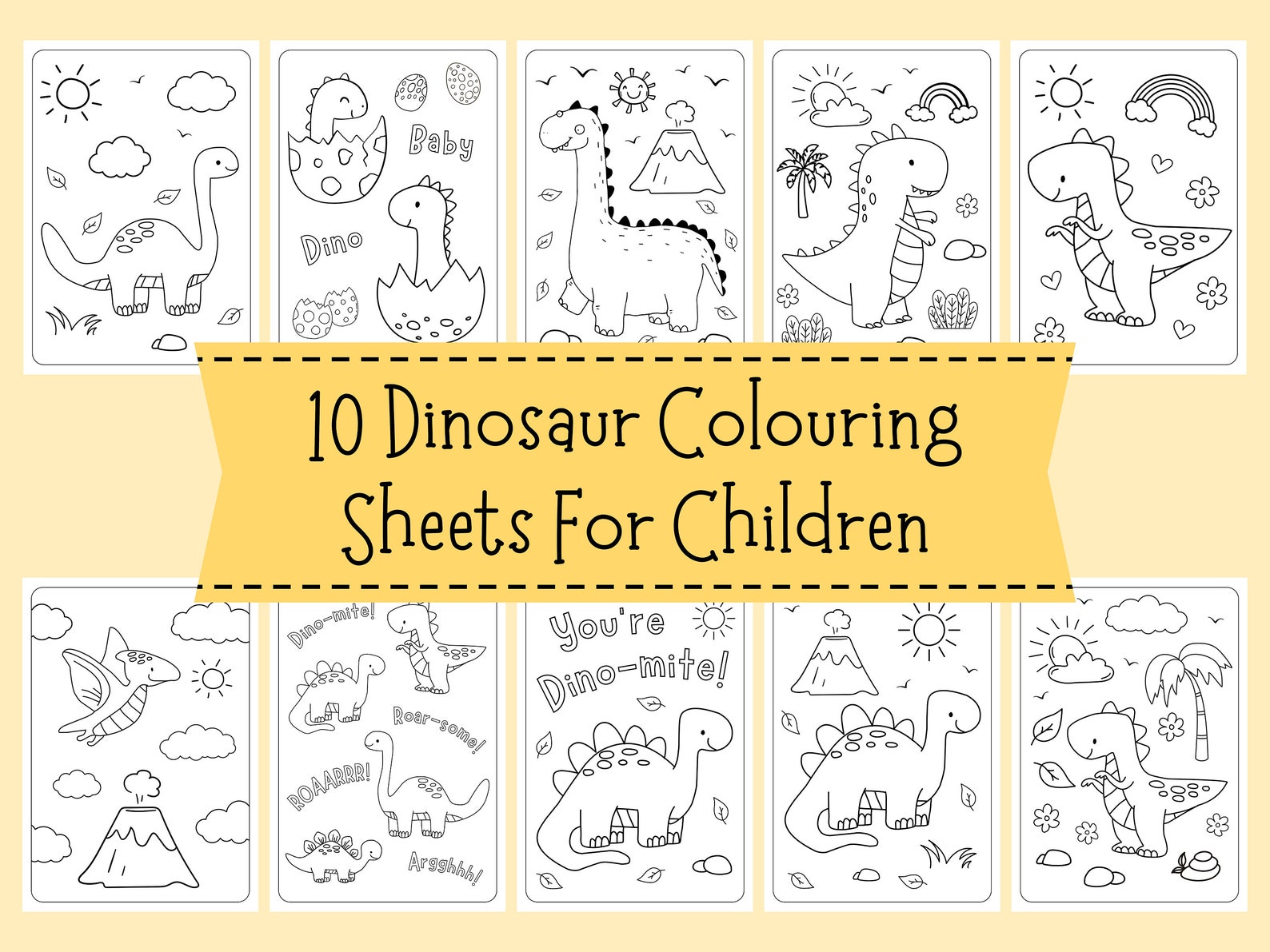 Dinosaur Colouring Sheets for Children Dinosaur Coloring Pages for Kids ...
