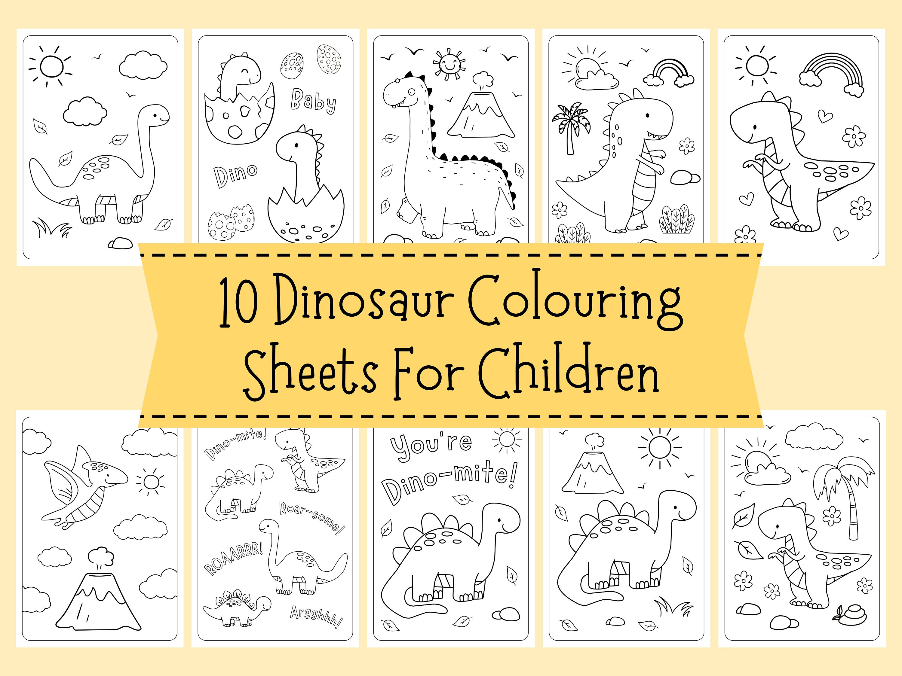 Dinosaur Colouring Sheets for Children Dinosaur Coloring Pages for Kids ...