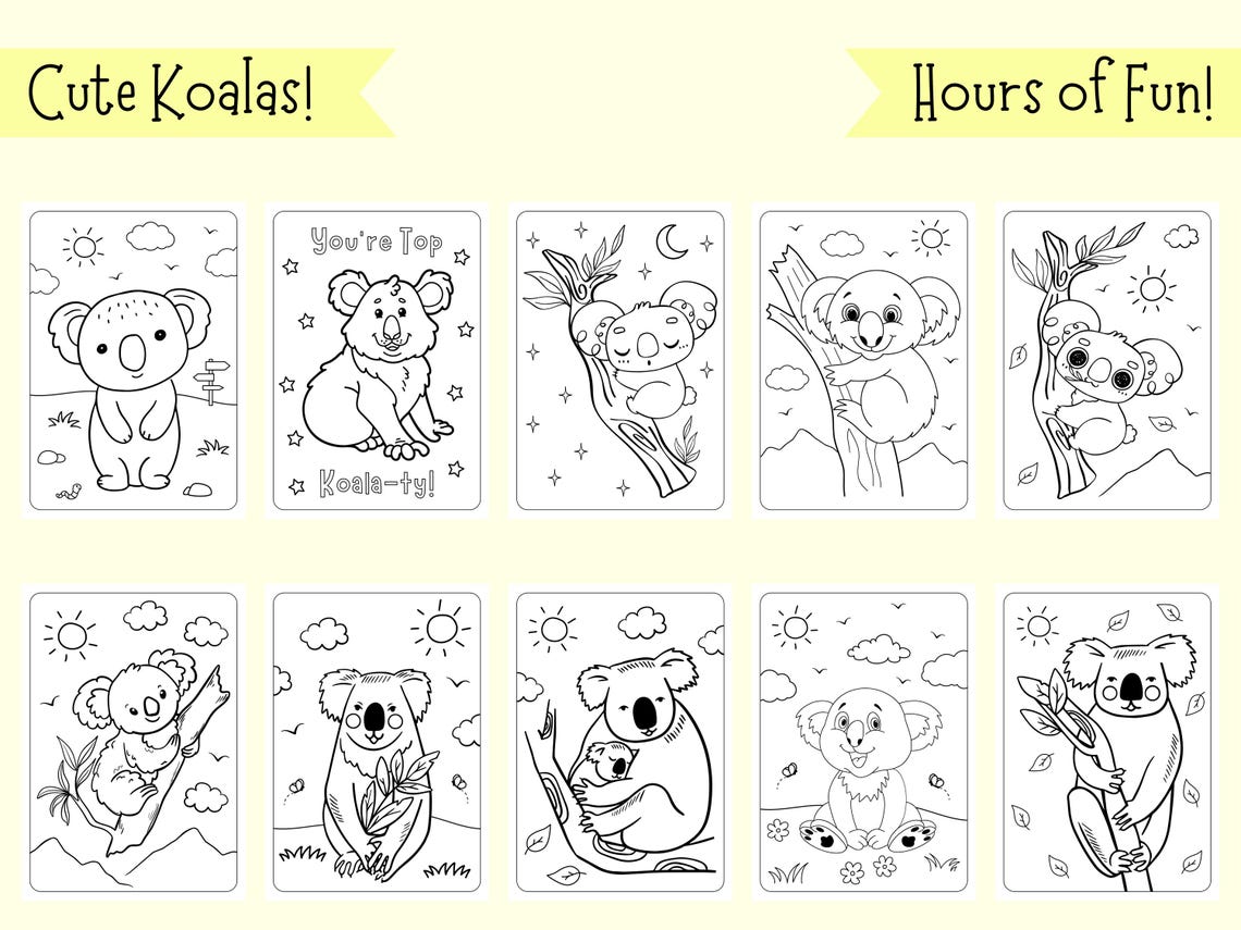 Koala Colouring Sheets for Children Koala Coloring Pages for Kids Fun ...