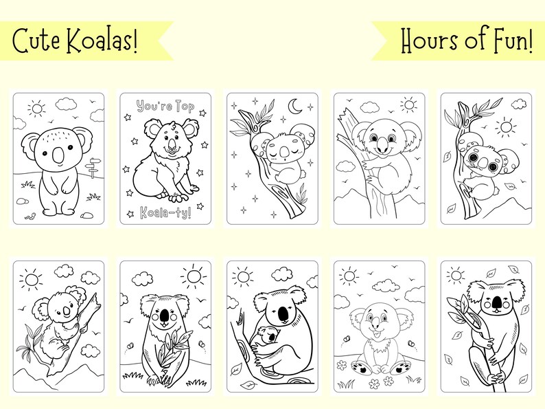 Koala Colouring Sheets for Children Koala Coloring Pages for Kids Fun ...