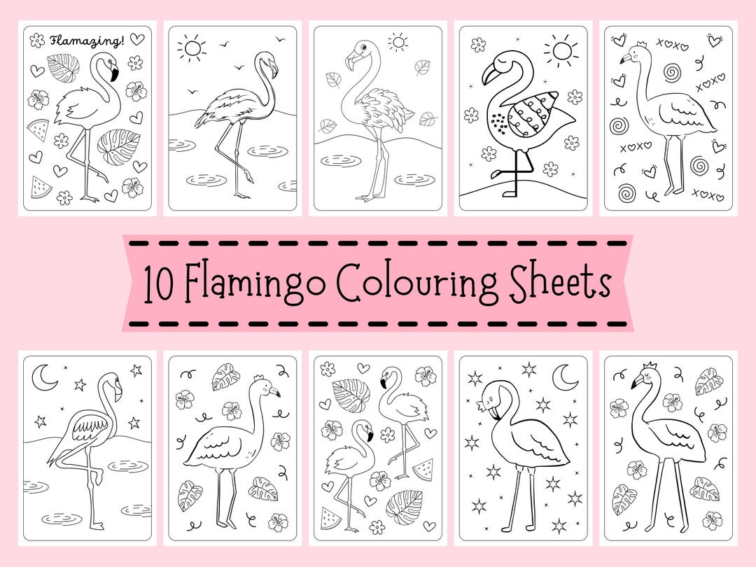 Flamingo Coloring Pages for Kids - 10 Printable Designs (PDF Download ...