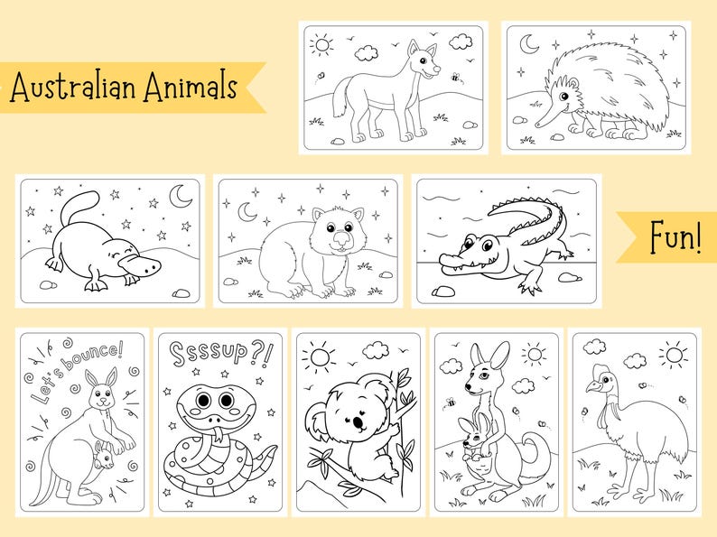 Australian Animals Colouring Sheets for Children - Australian Coloring ...