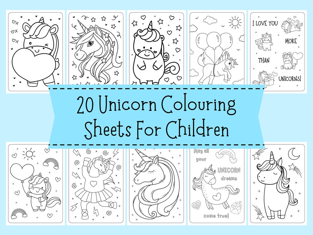 Unicorn Colouring Sheets for Children - Unicorn Coloring Pages for Kids ...