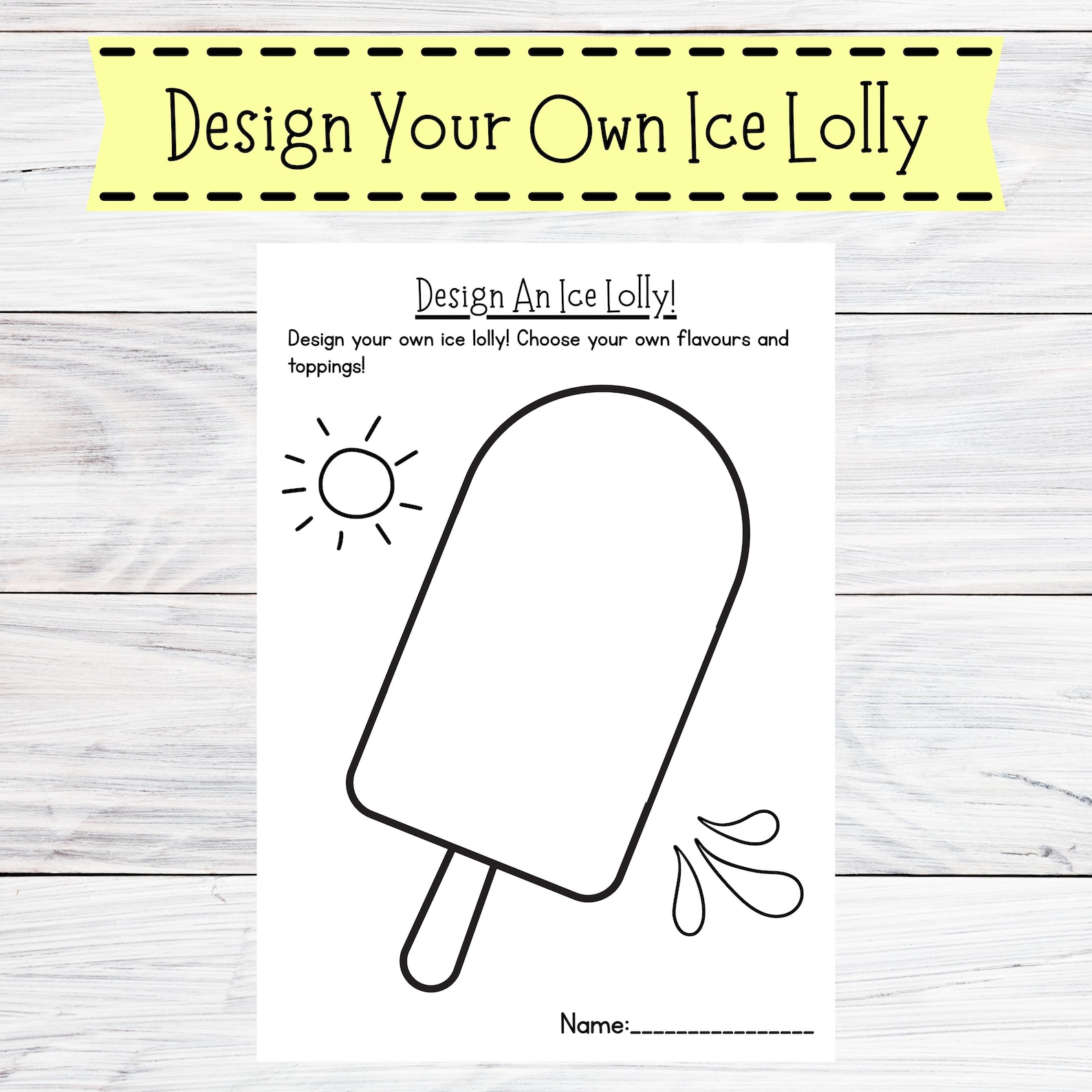Ice Lolly Design Printable: Kids Summer Coloring Activity (PDF Download ...