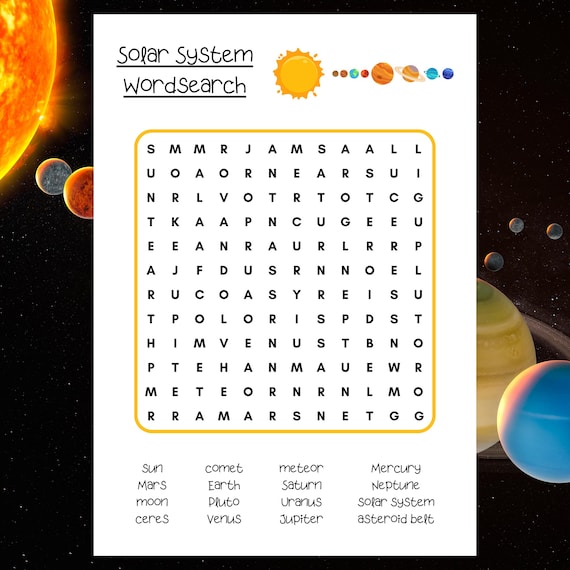 Solar System Word Search Puzzle