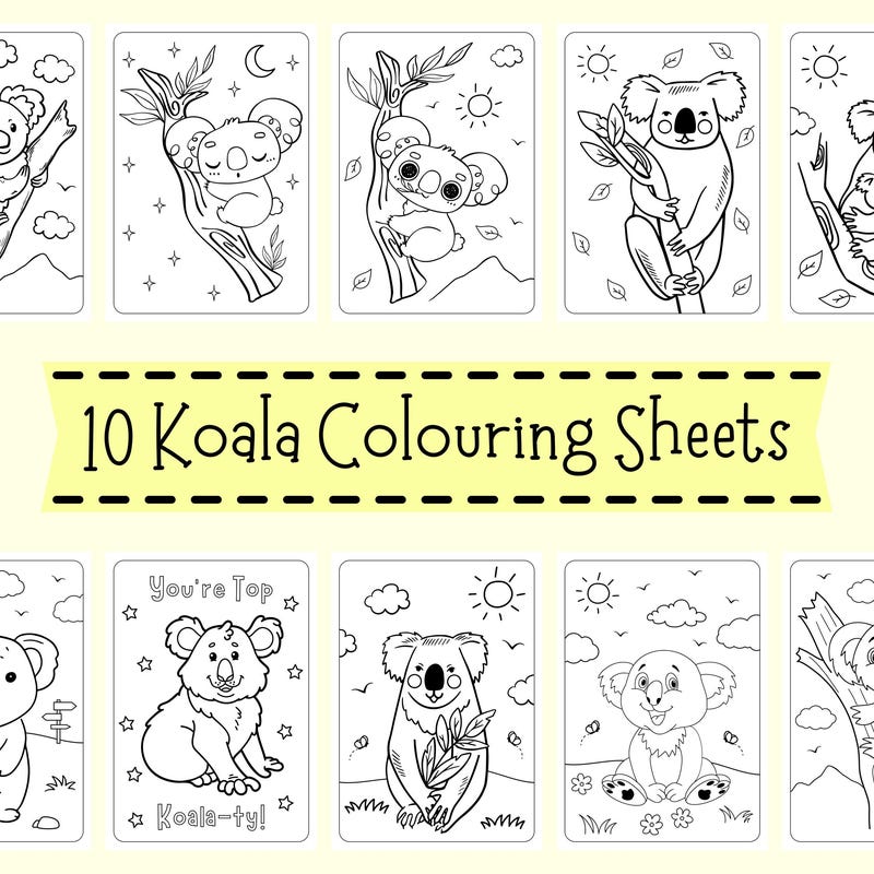 Koala Coloring Pages - Etsy UK