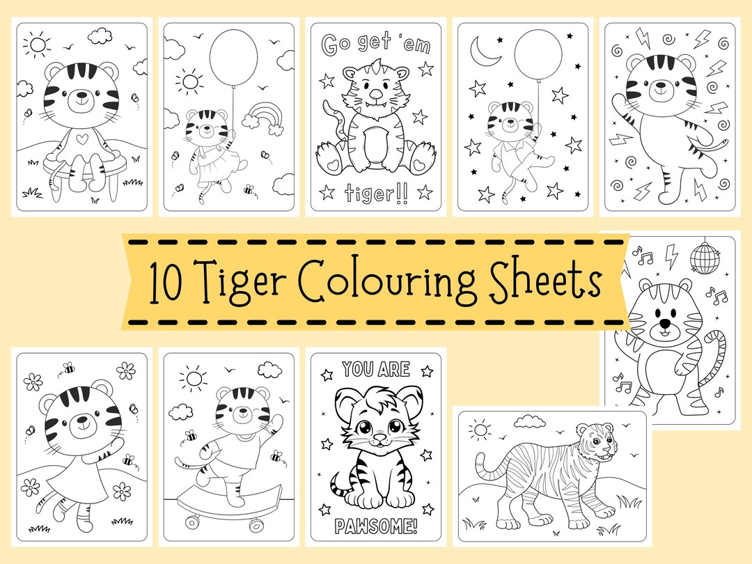 Tiger Colouring Sheets for Children Tiger Coloring Pages for Kids Tiger ...
