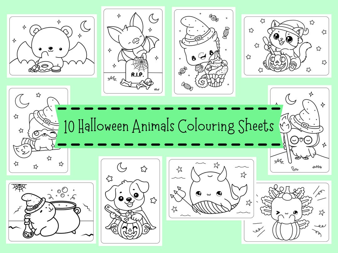 Halloween Animals Colouring Sheets for Children Halloween Animals ...