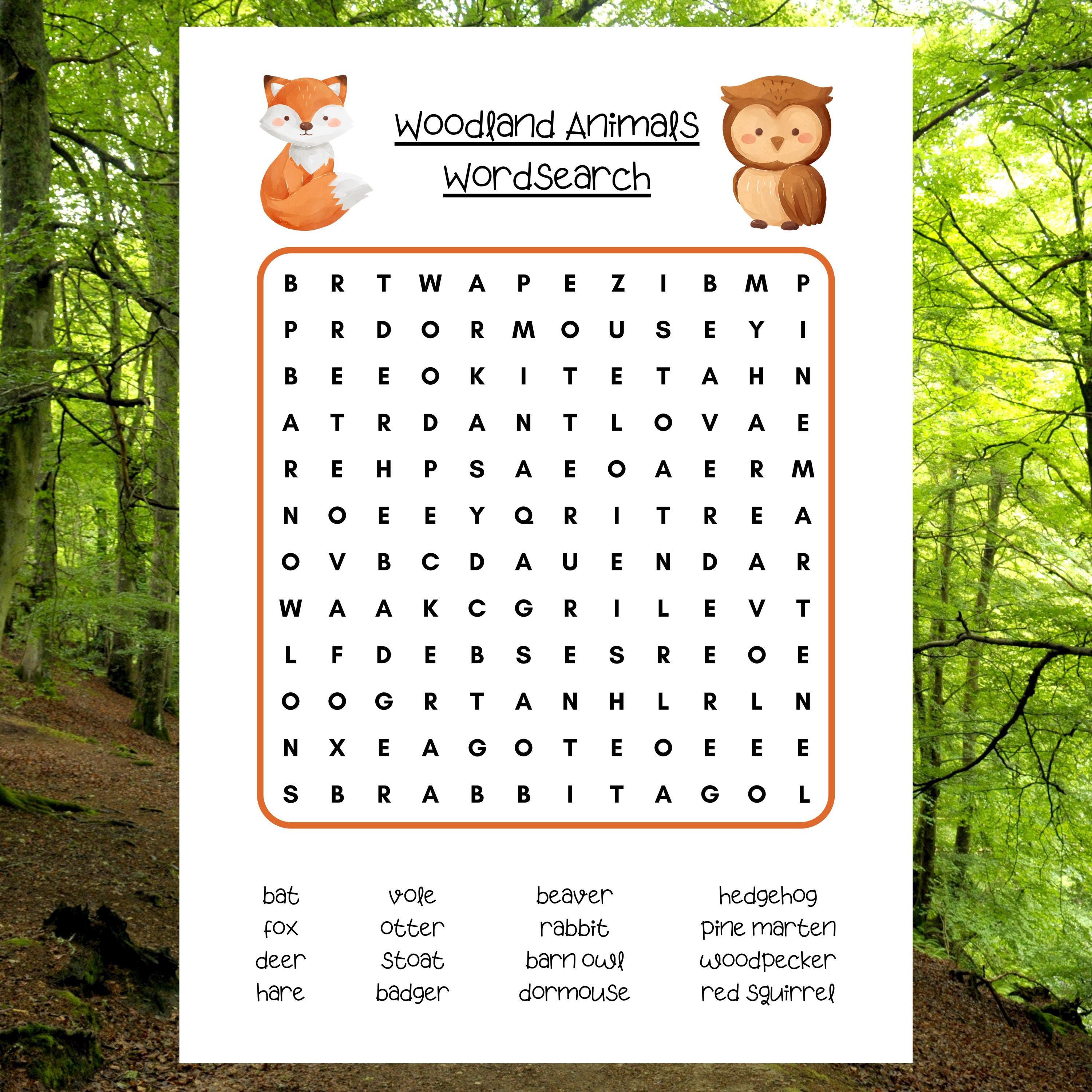 Printable Wordsearch Animals