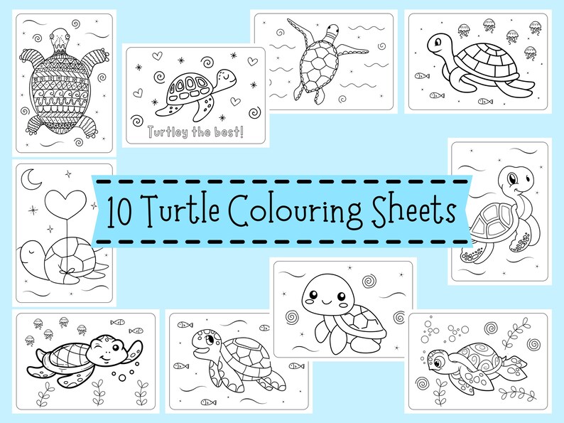 Turtle Colouring Sheets for Children - Sea Turtle Coloring Pages for ...