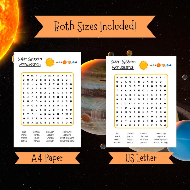 Solar System Word Search Puzzle: Printable Space Activity (PDF Download ...
