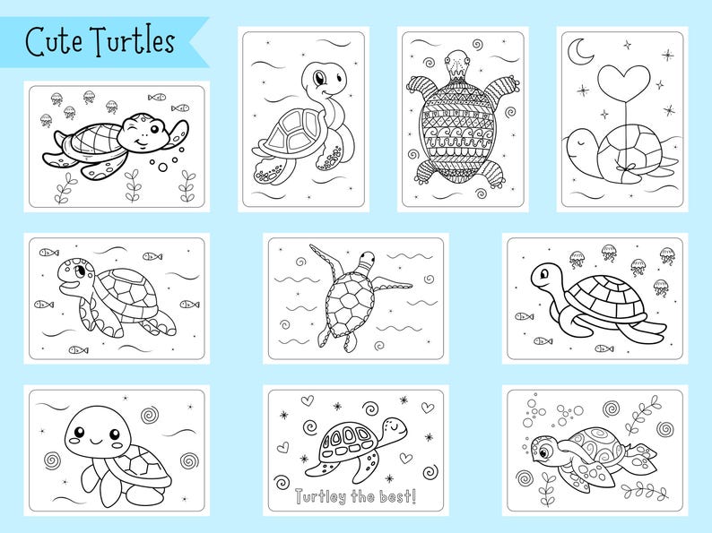 Turtle Colouring Sheets for Children - Sea Turtle Coloring Pages for ...
