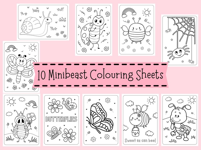 Minibeast Colouring Sheets - Minibeast Colouring for Children - Insect ...