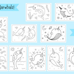 Narwhal Coloring Pages – 10 Arctic Animal Printables (PDF Download) - Etsy
