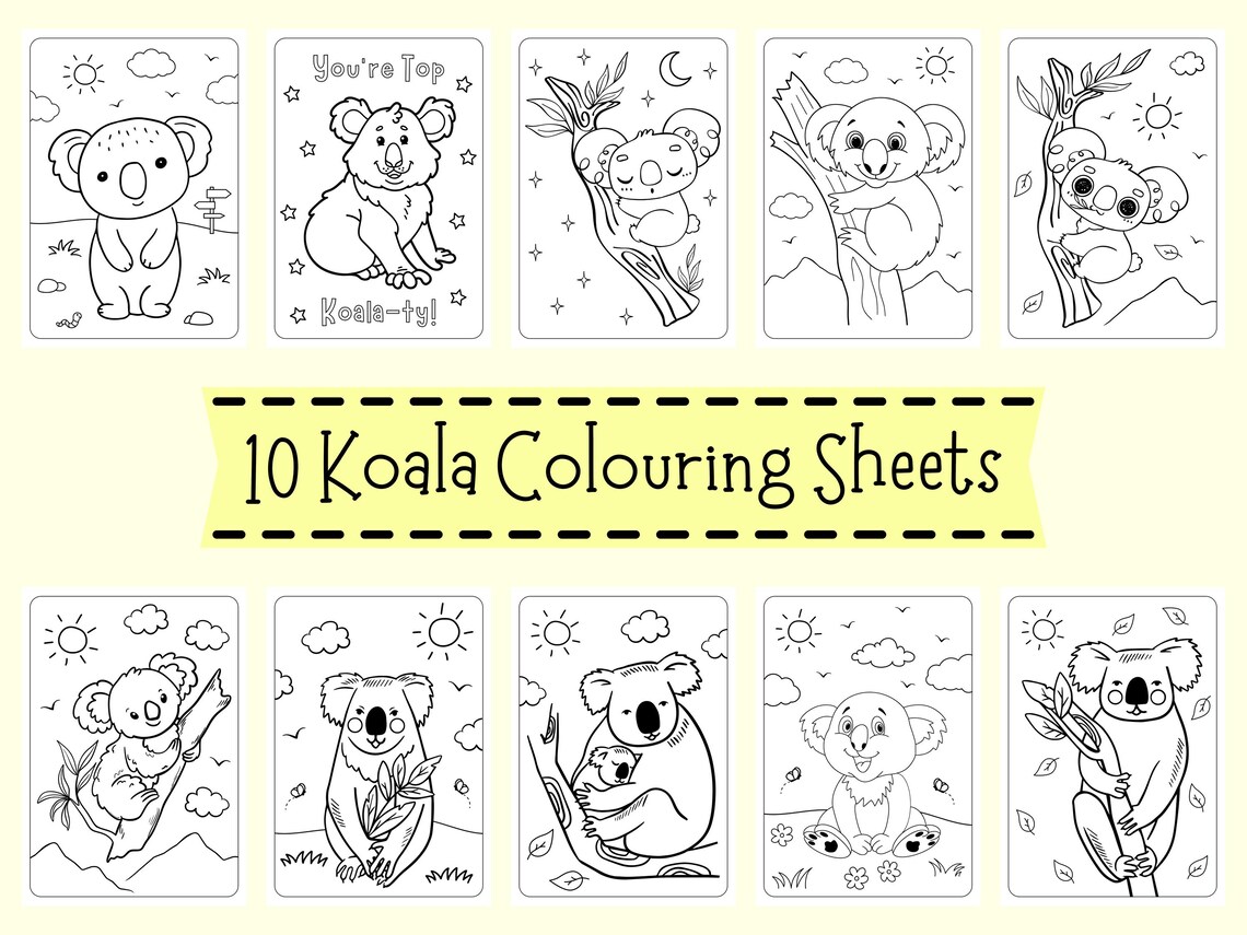 Koala Colouring Sheets for Children Koala Coloring Pages for Kids Fun ...