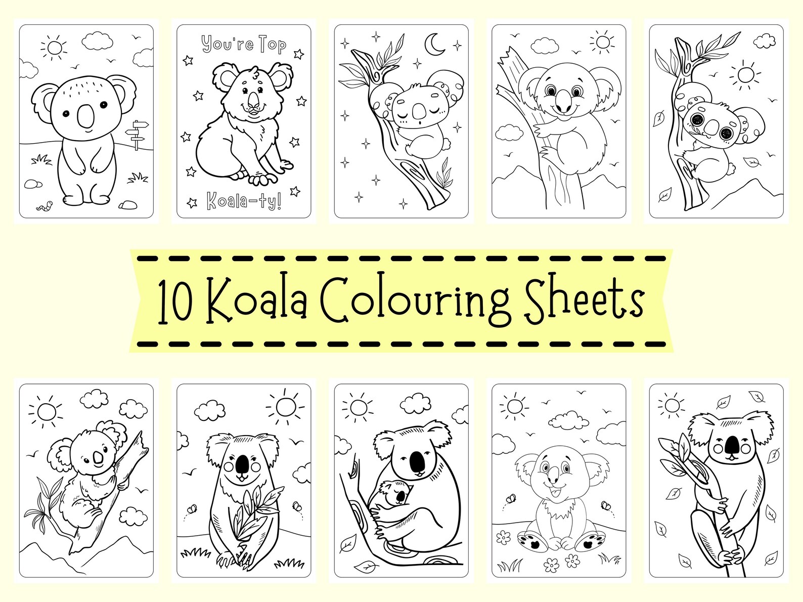 Koala Colouring Sheets for Children Koala Coloring Pages for Kids Fun ...