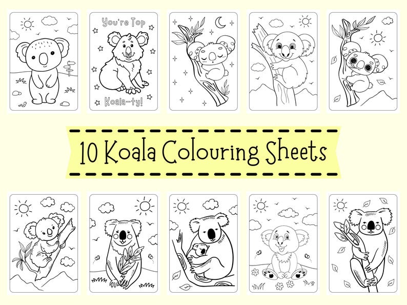 Koala Colouring Sheets for Children Koala Coloring Pages for Kids Fun ...