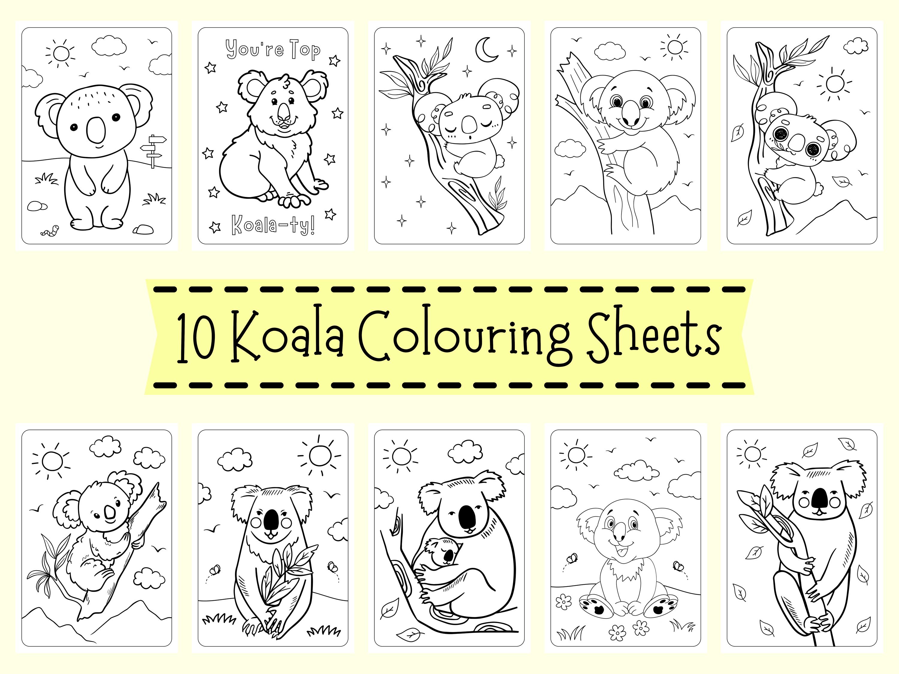Koala Colouring Sheets for Children Koala Coloring Pages for Kids Fun ...
