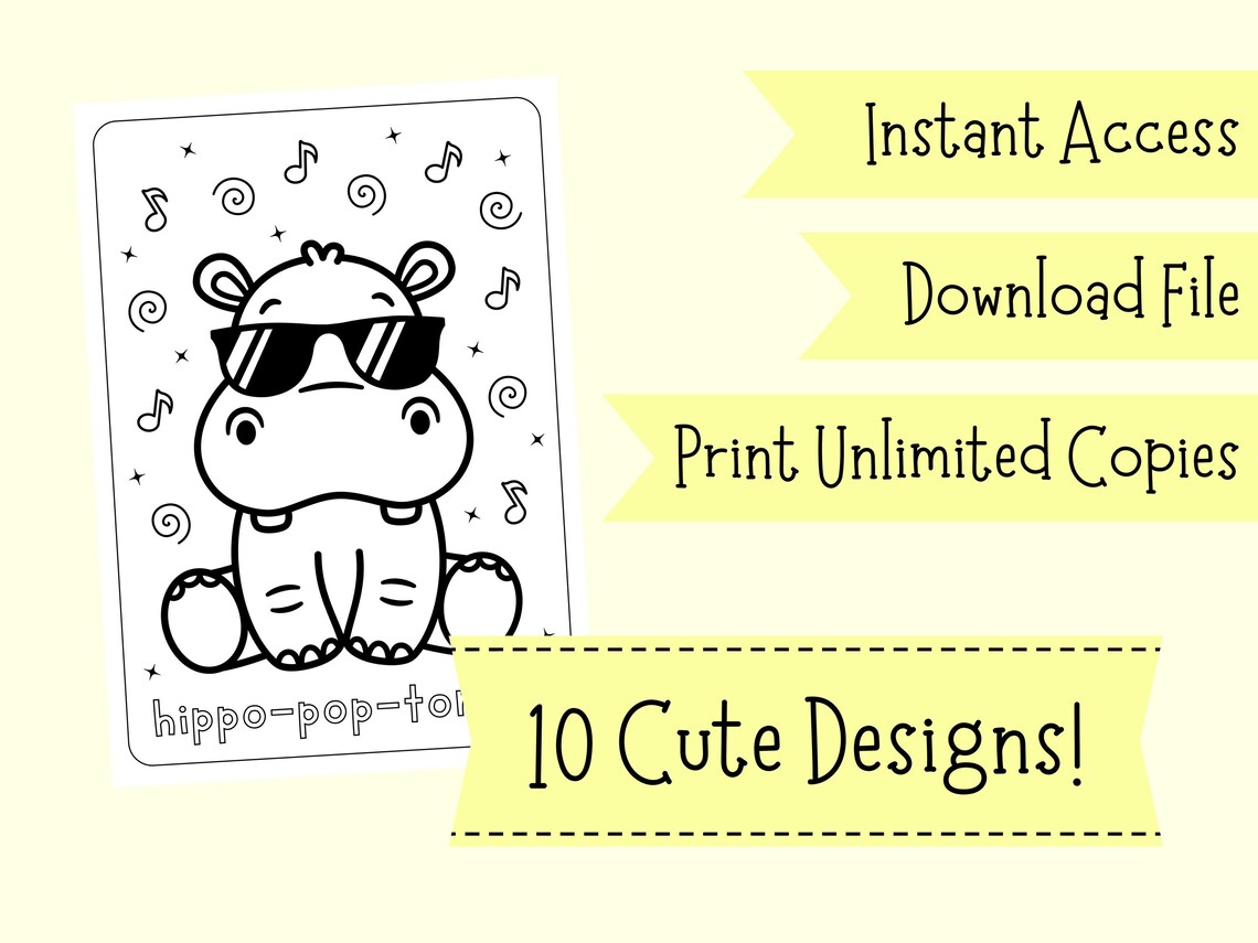 Hippo Colouring Sheets for Children - Hippo Coloring Pages for Kids ...