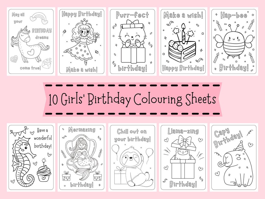 Girls' Birthday Colouring Sheets - Girls Birthday Colouring for ...