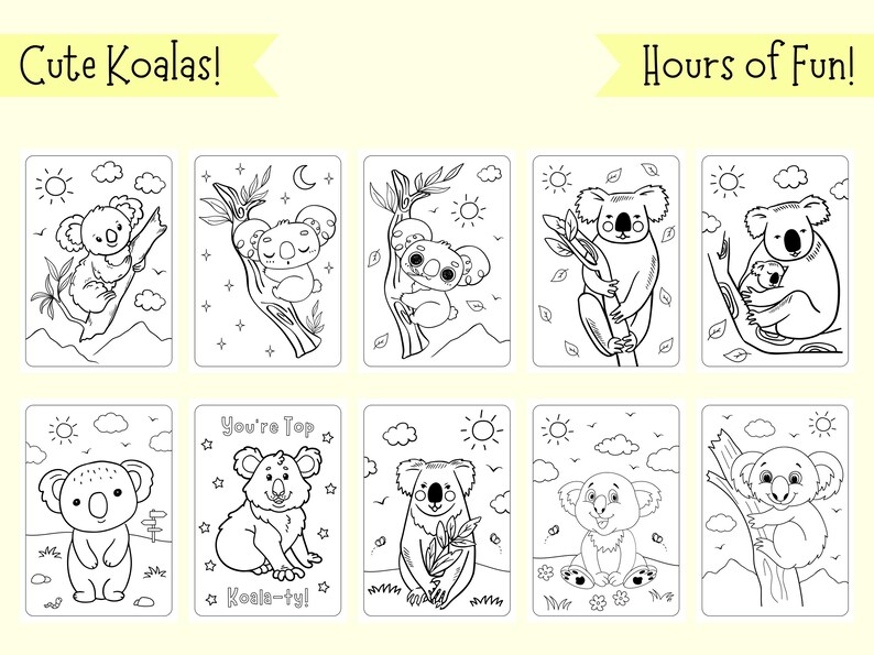 Koala Colouring Sheets for Children - Koala Coloring Pages for Kids ...