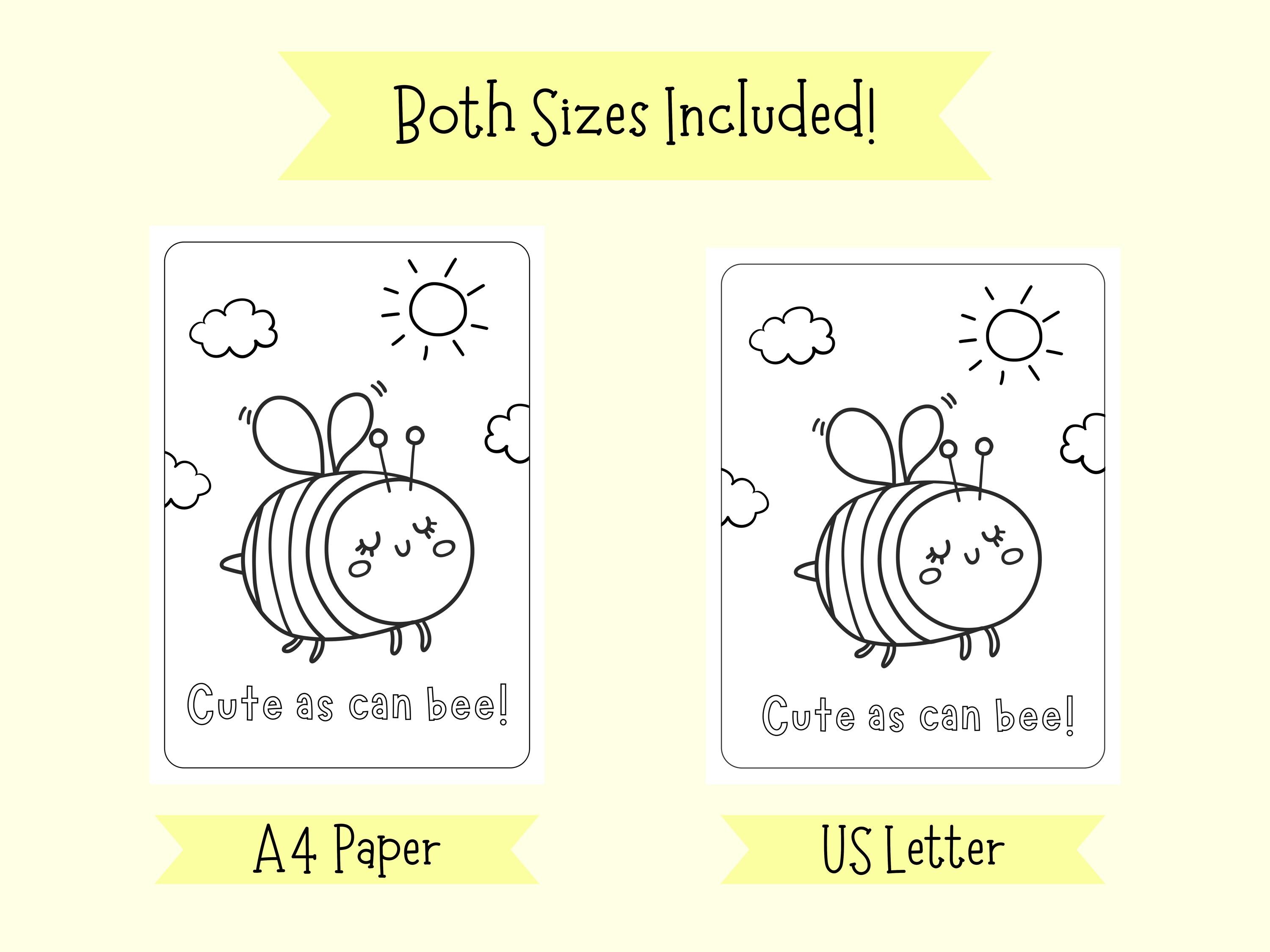 Bee Colouring Sheets for Children - Bee Coloring Pages for Kids - Cute ...