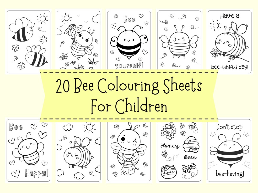Bee Colouring Sheets for Children Bee Coloring Pages for Kids Cute Bee ...