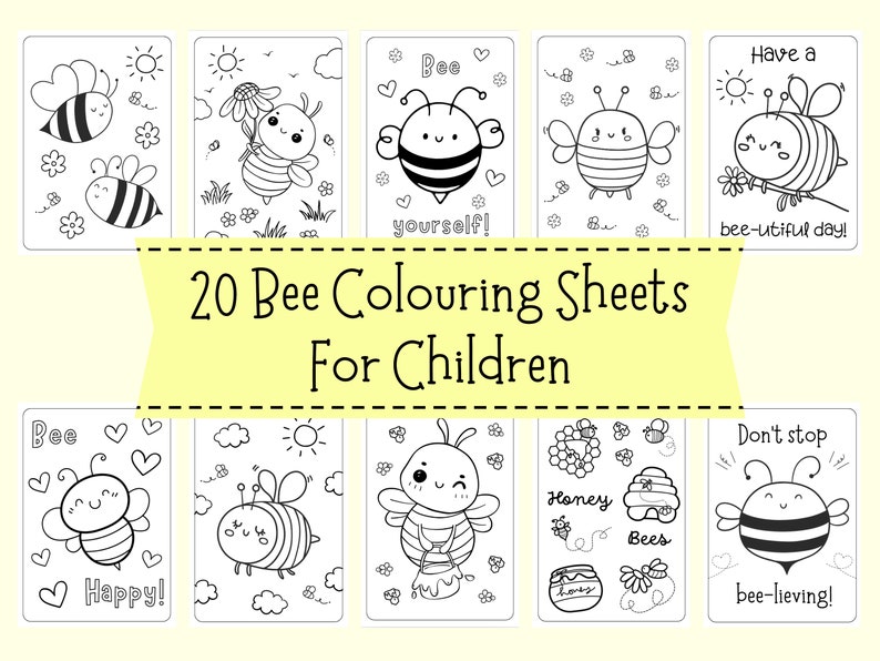 Bee Colouring Sheets for Children Bee Coloring Pages for Kids Cute Bee ...