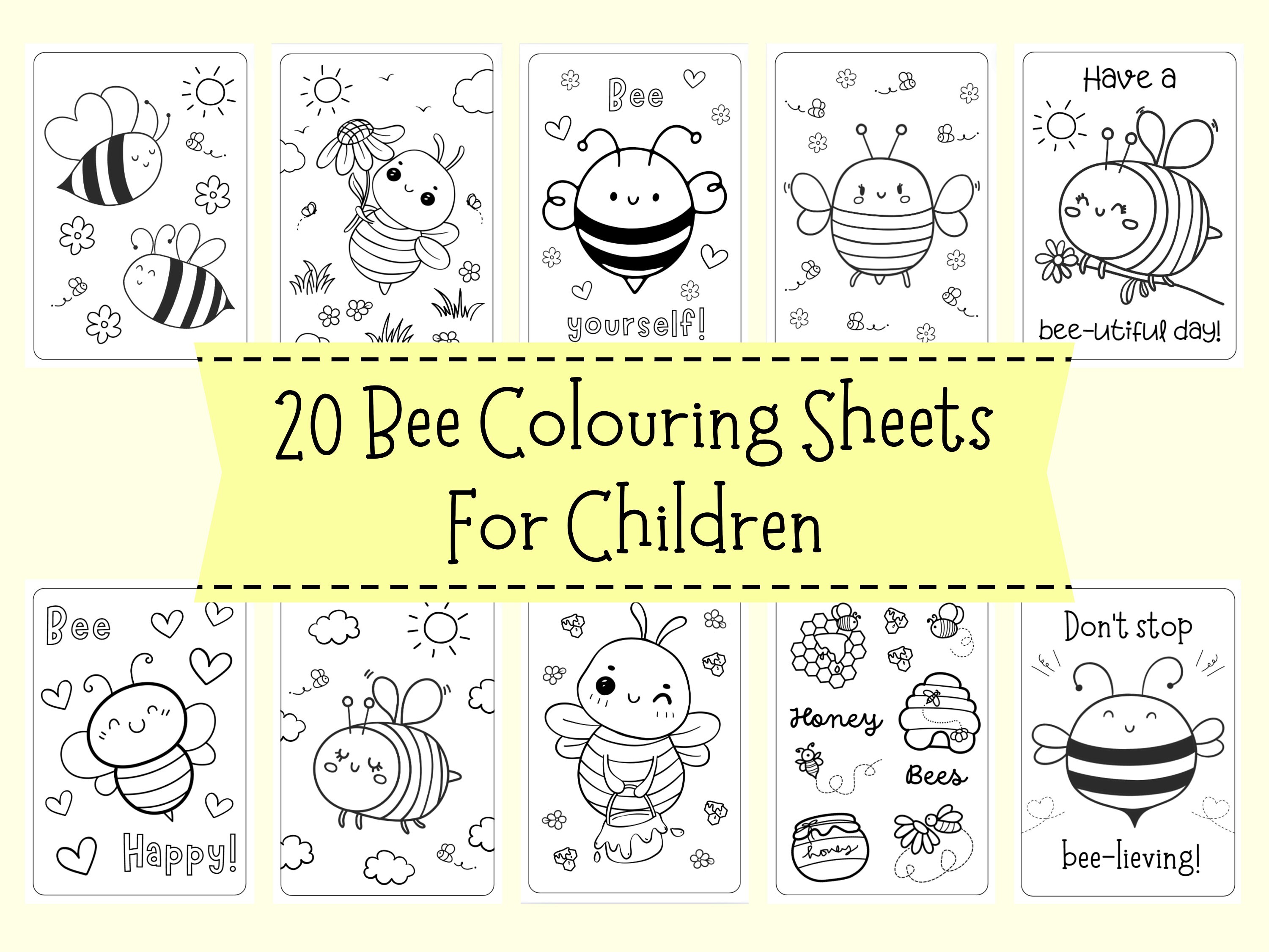Bee Colouring Sheets for Children Bee Coloring Pages for Kids Cute Bee ...