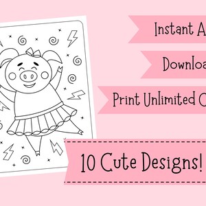 Pig Colouring Sheets for Children Pig Coloring Pages for Kids Cute Pig ...