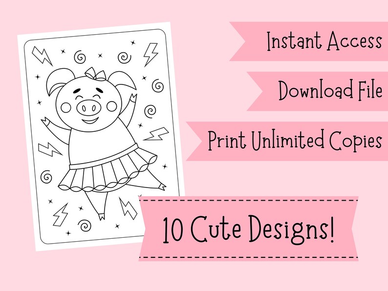 Pig Colouring Sheets for Children Pig Coloring Pages for Kids Cute Pig ...