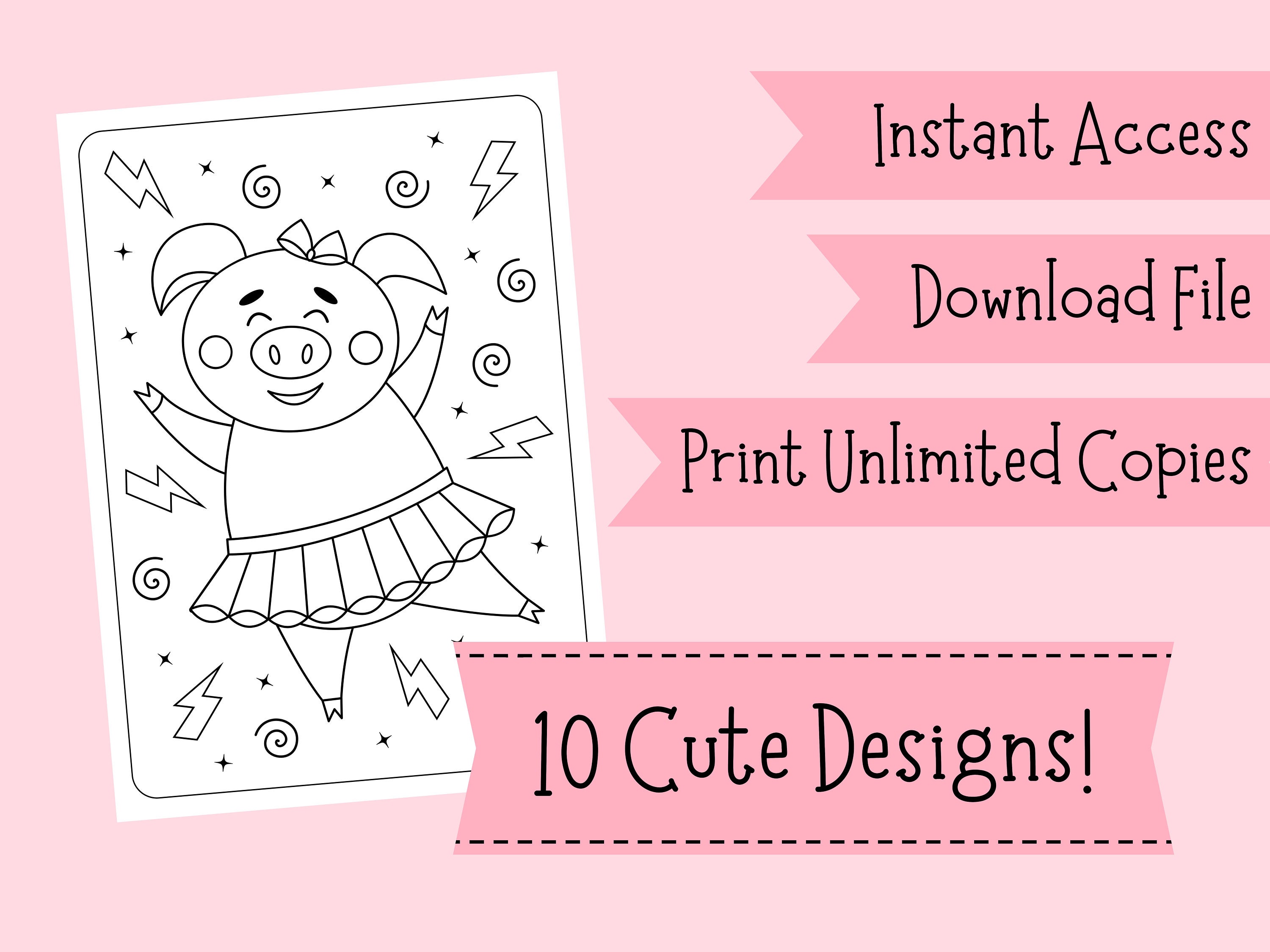 Pig Colouring Sheets for Children Pig Coloring Pages for Kids Cute Pig ...