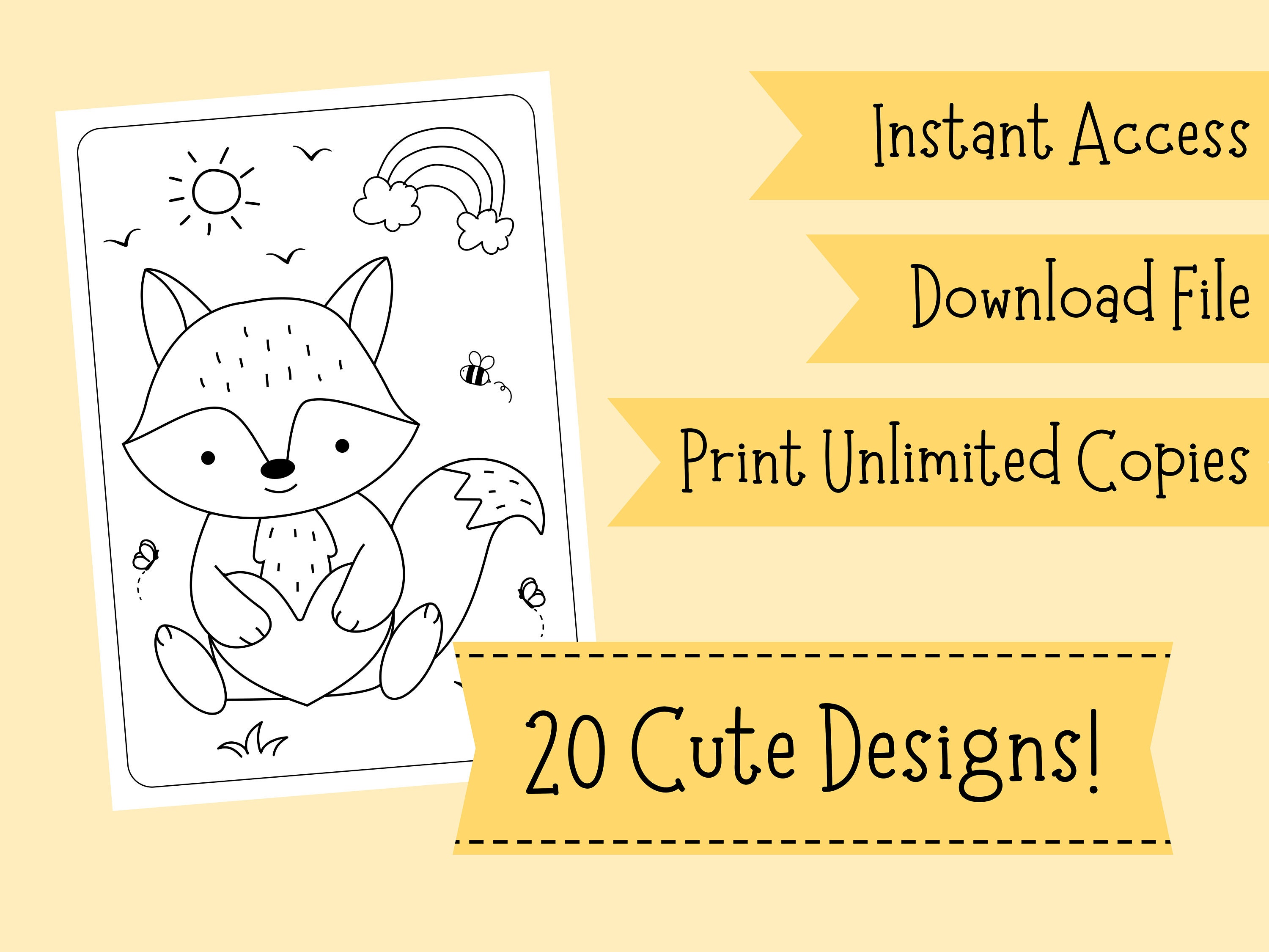 Fox Colouring Sheets for Children Fox Coloring Pages for Kids Fox ...