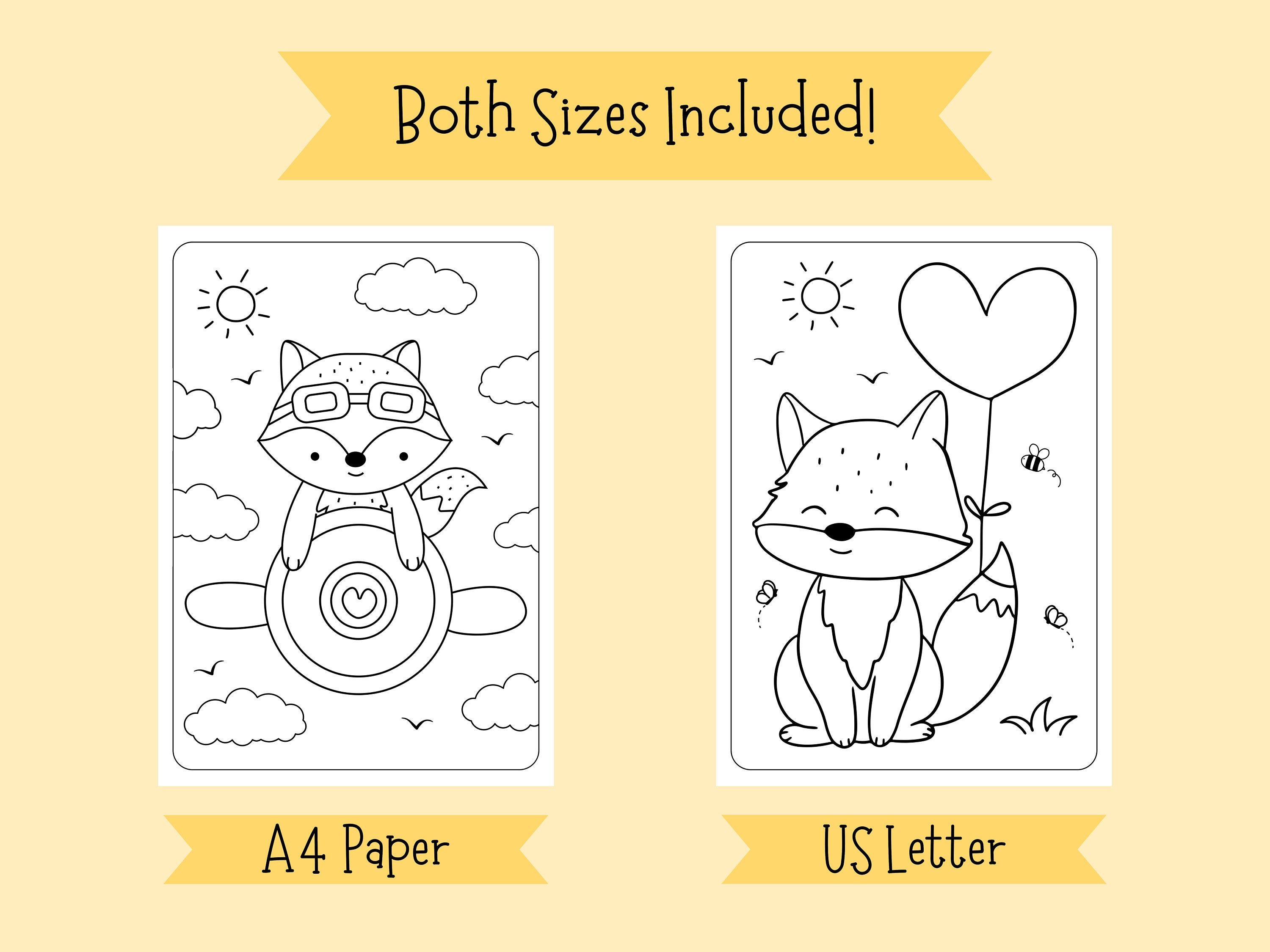 Fox Colouring Sheets for Children Fox Coloring Pages for Kids Fox ...