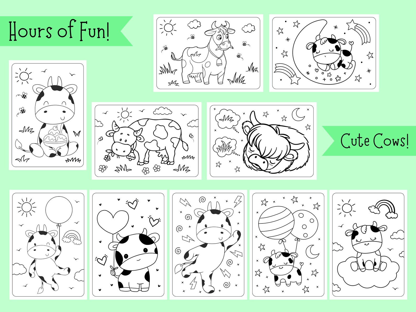 Cow Colouring Sheets for Children Cow Coloring Pages for Kids Cute Cow ...