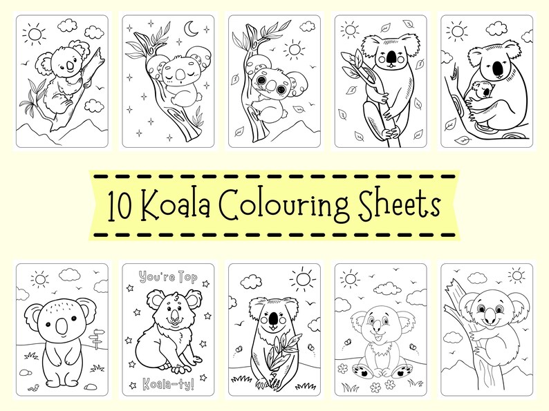Koala Colouring Sheets for Children - Koala Coloring Pages for Kids ...