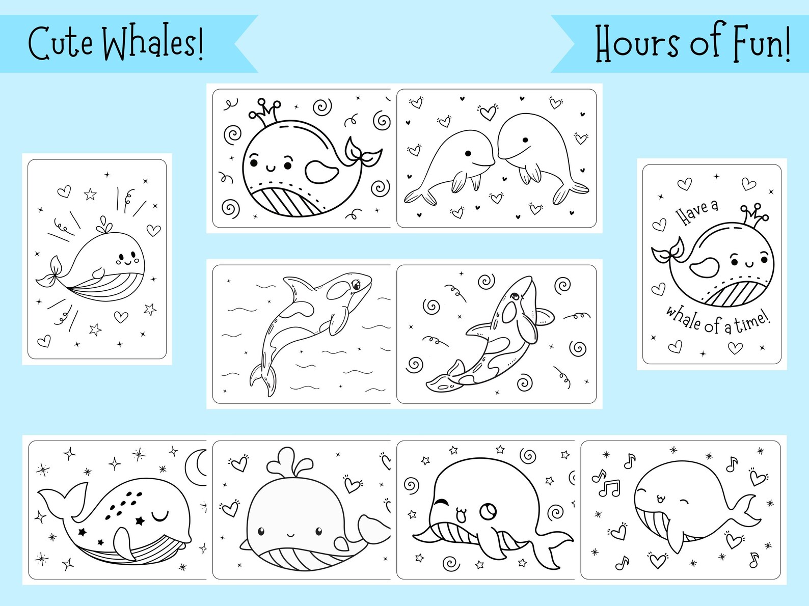 Whale Colouring Sheets for Children Whale Coloring Pages for Kids Ocean ...