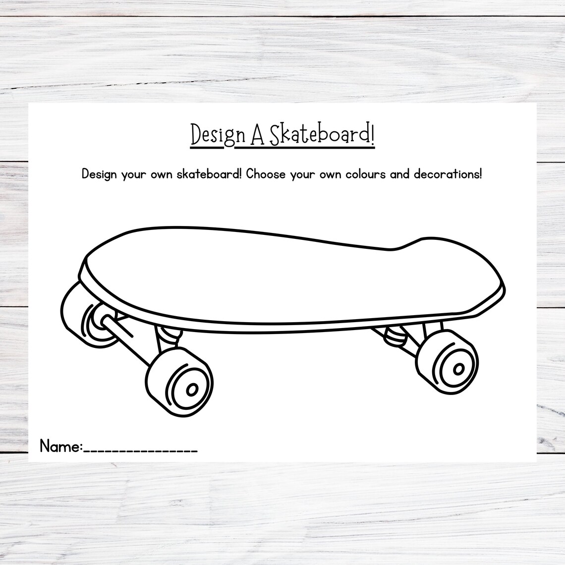 Design Your Own Skateboard Printable: Kids' Craft Activity (PDF ...
